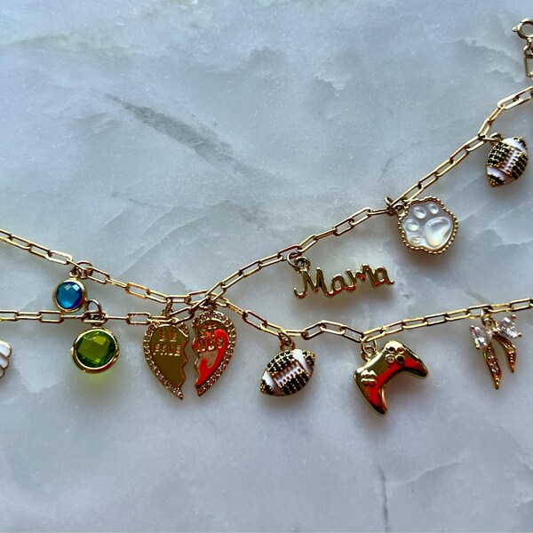 Custom Charm Bracelet | Make Your Own Charm Bracelet | Gold Charm ...