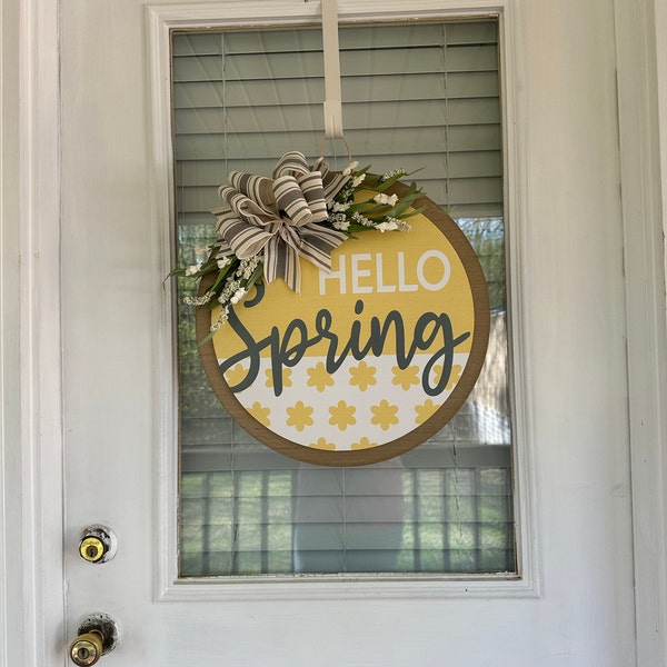 Hello Spring Door Hanger | Front Door Decor | Spring Door Sign | Spring ...
