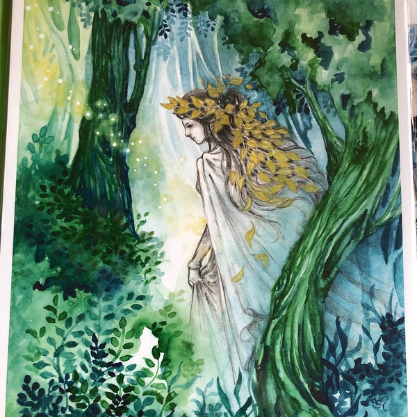 Medieval Fantasy Art Maiden and Unicorn Whimsical Giclée Art Print ...