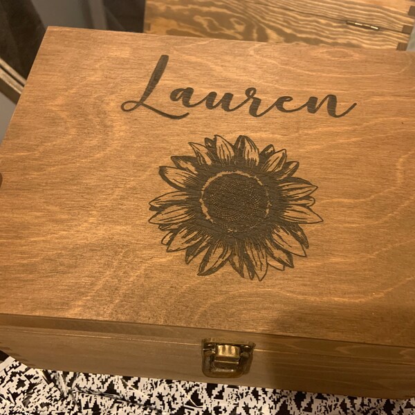 Personalised Monogram Box Engraved Initial Wooden Box Pine Wood ...