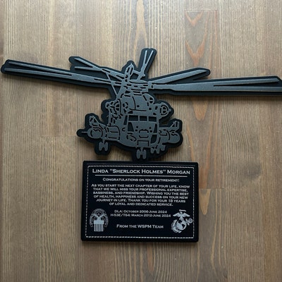 Army UH-60L Blackhawk Plaque With Custom Leather Patch for Going Away, Retirement, Award - Etsy
