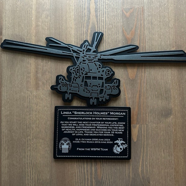 Army UH-60L Blackhawk Plaque With Custom Leather Patch for Going Away, Retirement, Award - Etsy