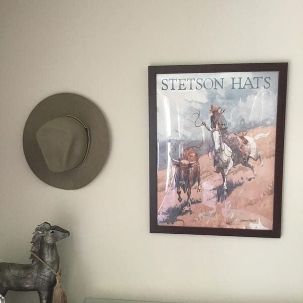 Vintage Stetson Cowboy Poster "the Last Drop From His Stetson ...