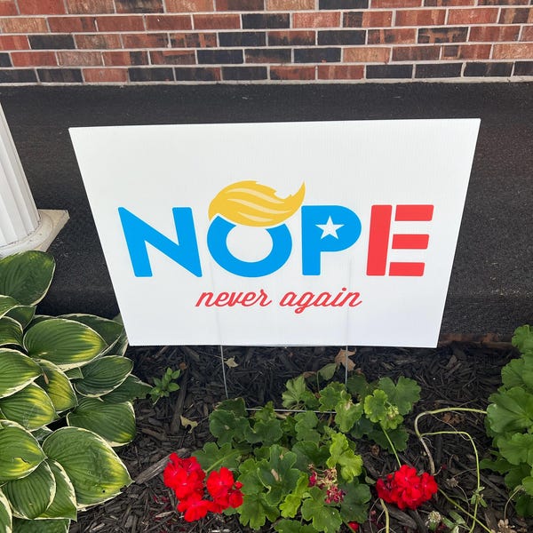 Nope Never Again Anti-trump Yard Sign, Funny Liberal Yard Sign, Anti ...