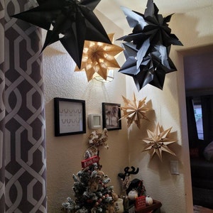 Kraft Paper Star Snowflakes Set of 5/handmade, Paper Ornament/paper Bag ...
