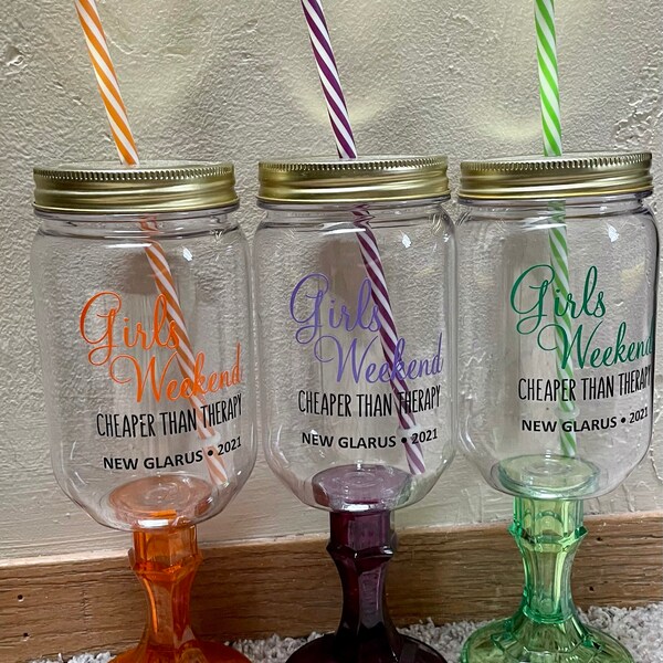 Girls Weekend Cheaper Than Therapy DECALS for Wine Glass, Yeti or ...