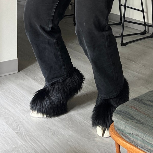 Creature Feet Dual Colored Faux Fur Feathered CLOVEN Hooves - Etsy