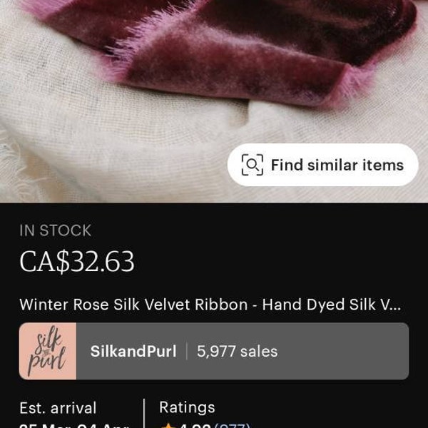 Chestnut Silk Velvet Ribbon Hand Dyed Silk Velvet Ribbon, Bouquet Silk ...