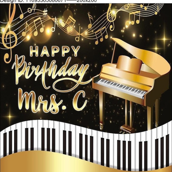 Piano Birthday Backdrop,musical Theme Party Backdrop,black and White ...