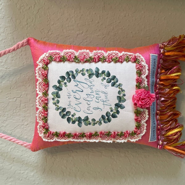 Blessed Mary Gray Silk Scented Sachet...madonna Hanging Door Pillow ...