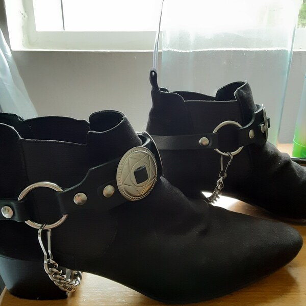 Western/biker Boots BOOT CHAINS 3 Big SILVER Conchos - Etsy