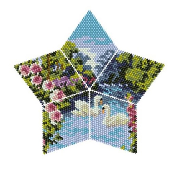 Summer Landscape Peyote Star Pattern PDF Swans in the Pond Park 3D ...