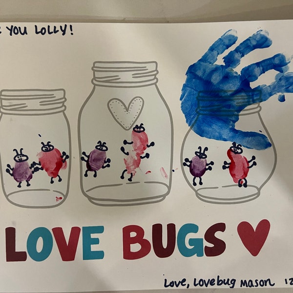 Valentines Fingerprint Printable Craft - Love Bugs - Etsy