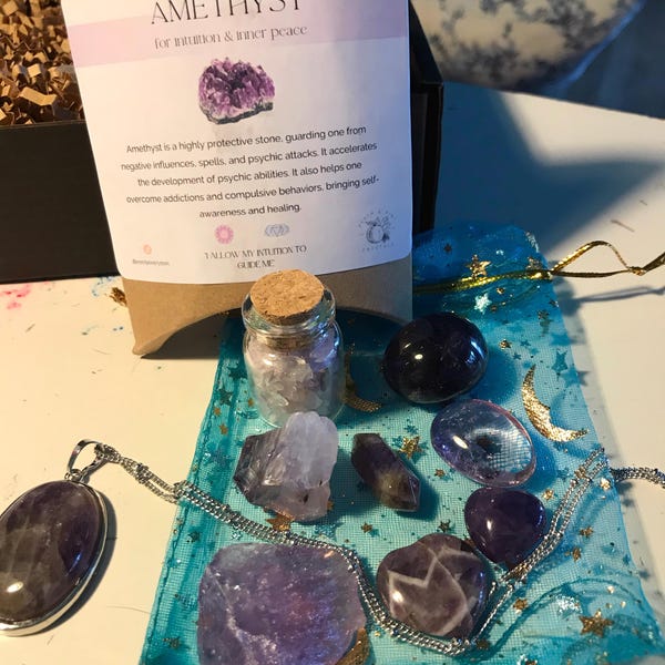 Mystery Pink & Purple Crystals Gift Box, Pastel Crystal Gift for Her ...