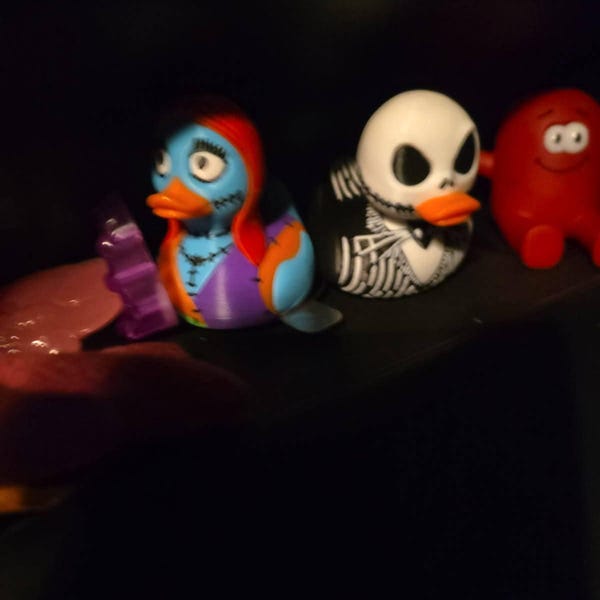 Jack & Sally Gothic Duck Duo | Creepy Cute Skeleton Love Figurine Set ...