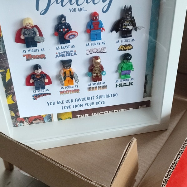 Personalised Daddy/dad Superhero Box Frame, Personalised Frame for Him ...