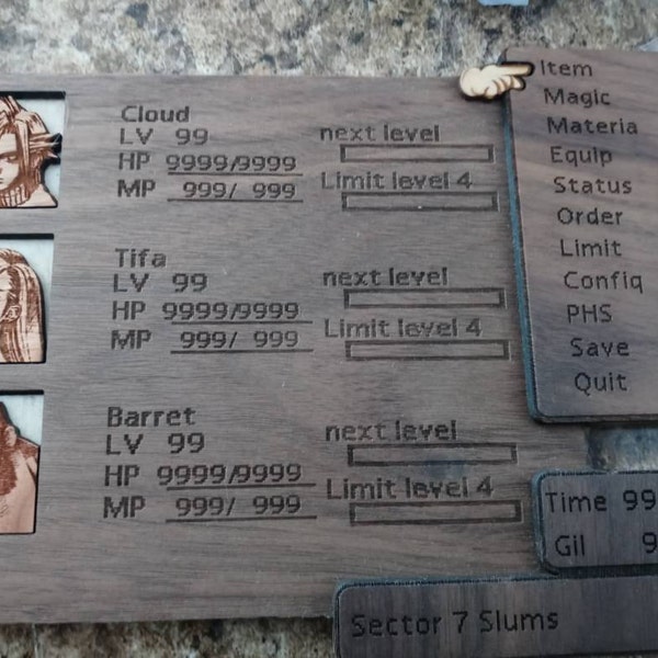 Custom Wooden Final Fantasy 7 Menu Screen With Characters You Can Pick ...