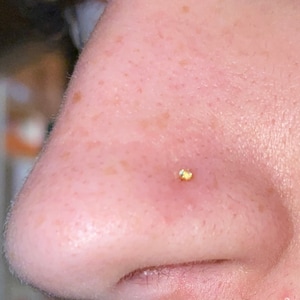 TINY 24K Gold Diamond Nose Stud Nose Ring Tiny Nose Stud Gold Nose Stud ...