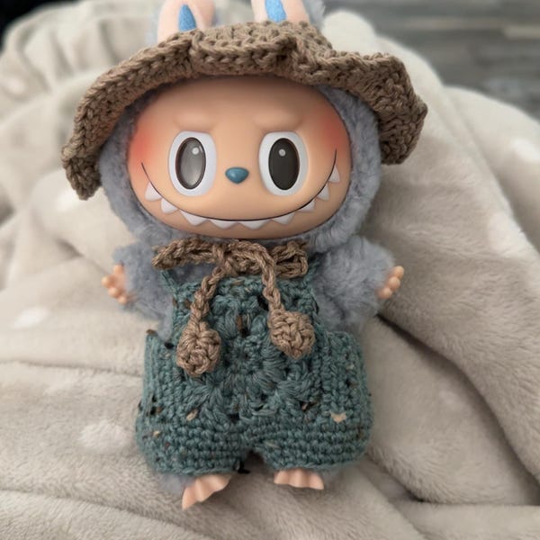 Blue Labubu Crochet Jumpsuit & Hat Set - Etsy