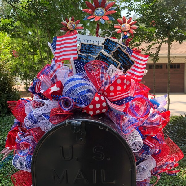 Christmas Mailbox Swag, Mailbox Swag, Deco Mesh Mailbox Topper, Home ...