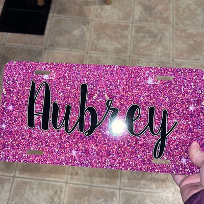Pink Glitter Like Personalized Monogrammed License Plate Car Tag ...