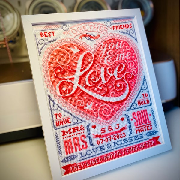 Wedding Love - Customisable Wedding Cross Stitch Pattern (digital ...