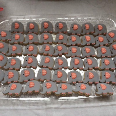 Mini Baby Elephant Sugar Cookies Yellow and Grey Elephants Bite Size 2 ...