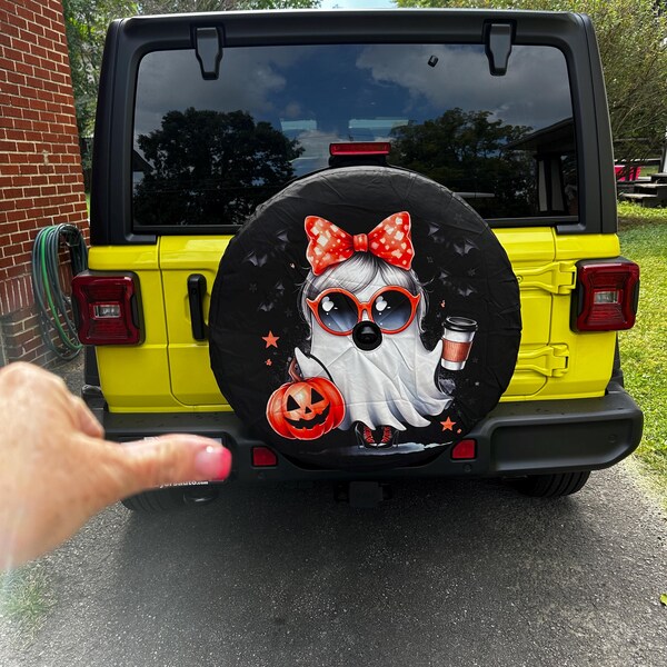 Halloween Spare Tire Cover, Cute Ghost Camper Tire Cover, Spare Tire ...