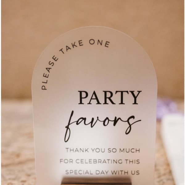 Party Favors Arch Table Sign, Party Favors Sign, Modern Script Acrylic ...