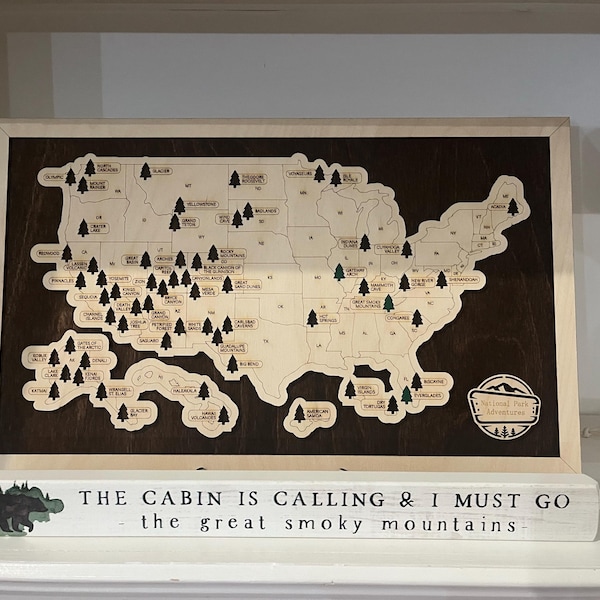 National Park Map, National Park Sign, Wooden, Gift, US National Parks ...