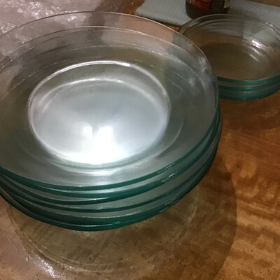 Set of Glass Plates, Clear Glass, Handmade Dinnerware, Recycled ...