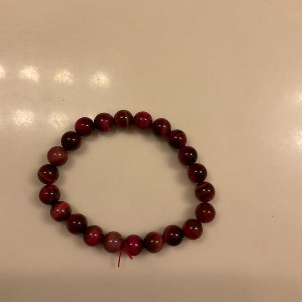 Magenta Tiger Eye Bracelet - 8mm Pink Tiger’s Eye Stone Bracelet ...