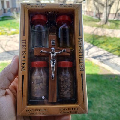 8 Inch Wooden Cross for Wall Décor Olive Wood Crucifix Made in the Holy ...