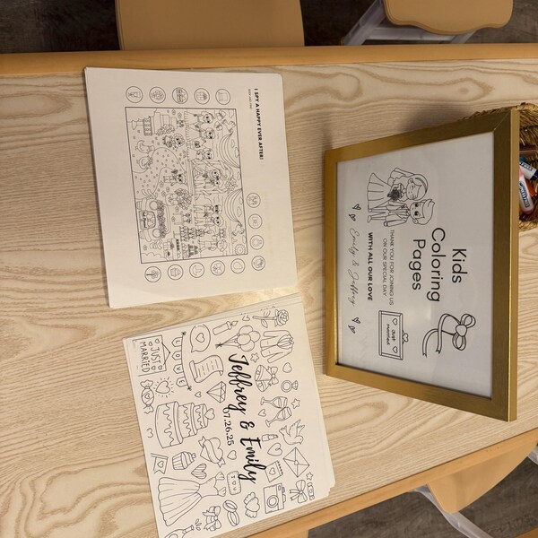 Personalised Wedding Coloring Page, Wedding Activities for Kids ...
