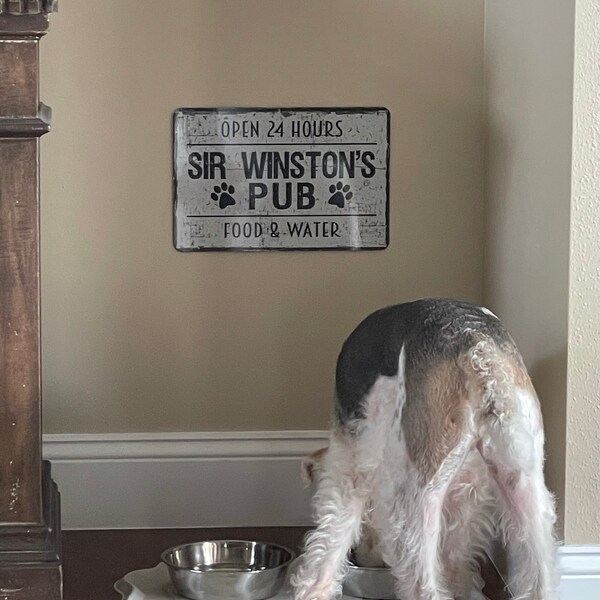 Tail & Tongue Tavern Dog Diner Funny Rustic Custom Metal Sign - Modern ...