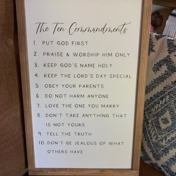 The Ten Commandments Sign | Scripture Wood Sign | Living Room Wall ...