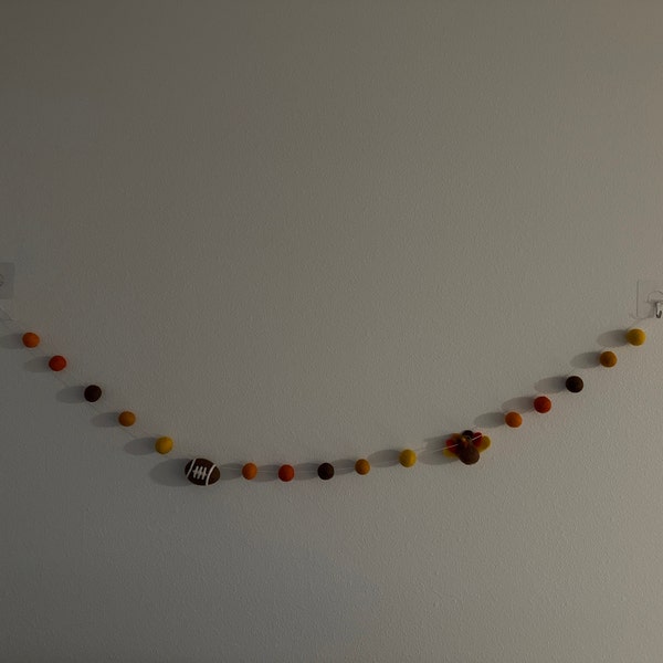 Thanksgiving Turkey & Football Garland- Fall Mantle Banner, Autumn ...