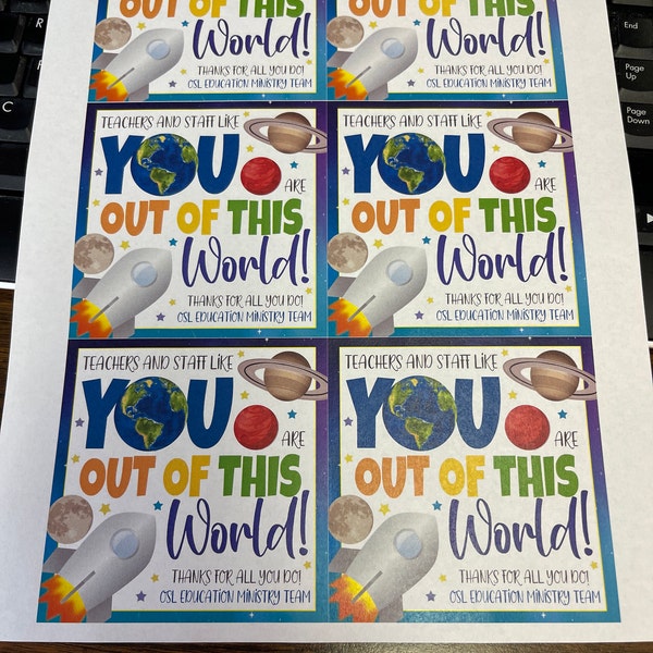 Outer Space Appreciation Gift Tags, You Are Out of This World, Teacher ...