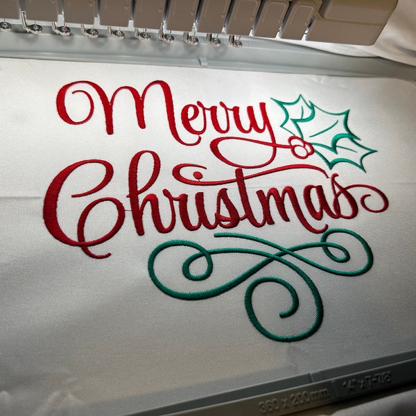 Merry Christmas Embroidery Design #3 - 6 Sizes 10 Formats Dst Exp Jef ...