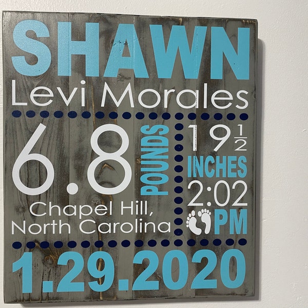 Birth Stats Wood Sign, Birth Announcement Sign, Baby Wooden Sign, Birth ...