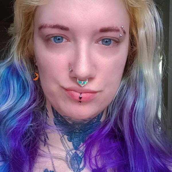 16G Abalone Shell Moth Septum Ring/hinged Segment Septum Clicker/daith ...