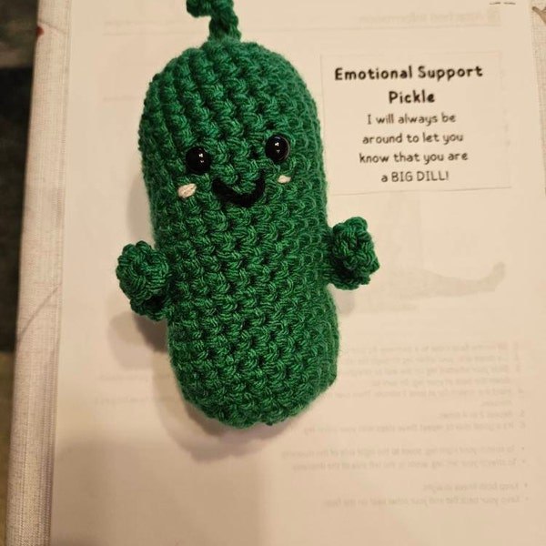 Emotional Support Pickle Pattern, US English Terms, Handmade Christmas ...