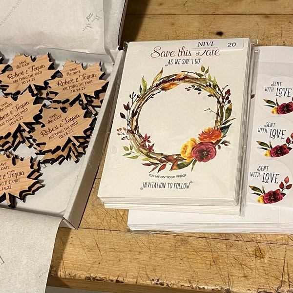Fall Save the Date Magnet With Cards, Wedding Maple Leaf Save-the-dates ...