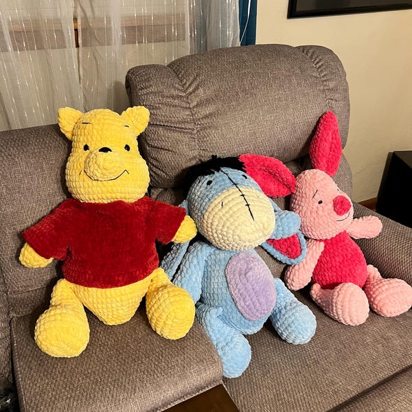 4-in-1 Winnie the Pooh, Piglet, Donkey and Tiger Crochet Pattern Plush ...