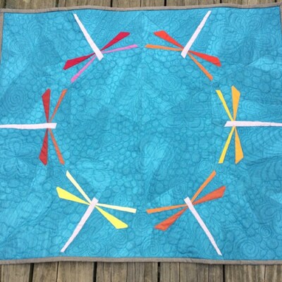 Dragonfly Quilt. Pattern Only. Modern Quilt. Mini Quilt. Gift. Colorful ...