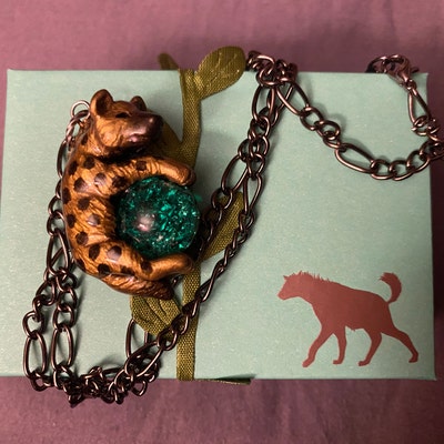 Hyena Necklace With Custom Color Gem - Etsy