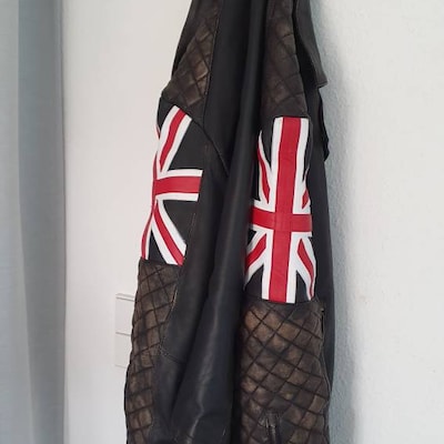 Men's Motorcycle Vintage Racer Union Jack Real Leather Distressed ...