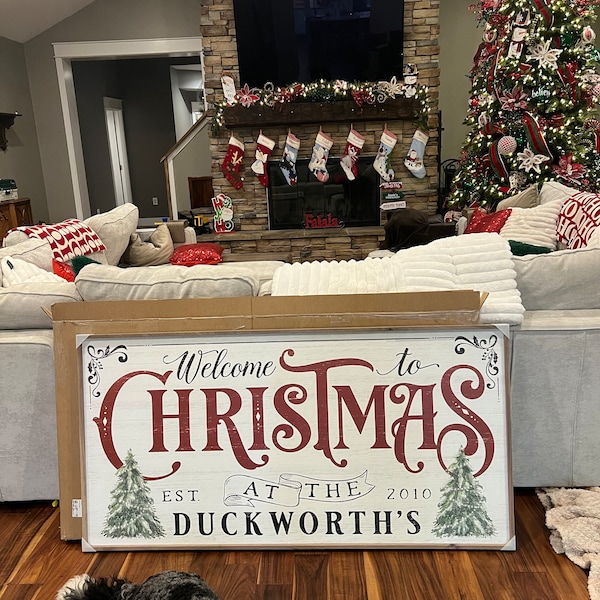 WOOD SIGN! Christmas Decor Framed Shiplap Sign Personalized Custom ...