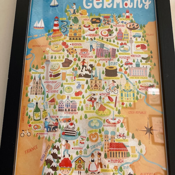 Germany Map Poster - Germany Map - Map of Germany - Illustrated Germany ...