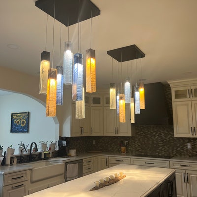 Pendant Lights for Kitchen Island. Stained Glass, Ceiling Light Fixture ...